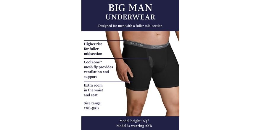 Fruit of the Loom Big Man Boxer Brief 6P