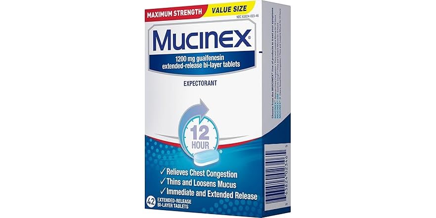 Mucinex 12 Hour 1200mg Maximum Strength 42 Count