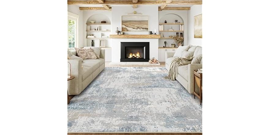 WondRg 8x10 Abstract Washable Area Rug