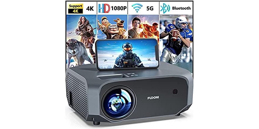 FUDONI 10000L Portable HD Projector, Black