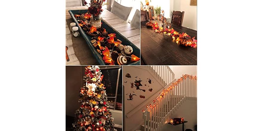 Brightown 20 Ft Fall Leaves Garland with Lights