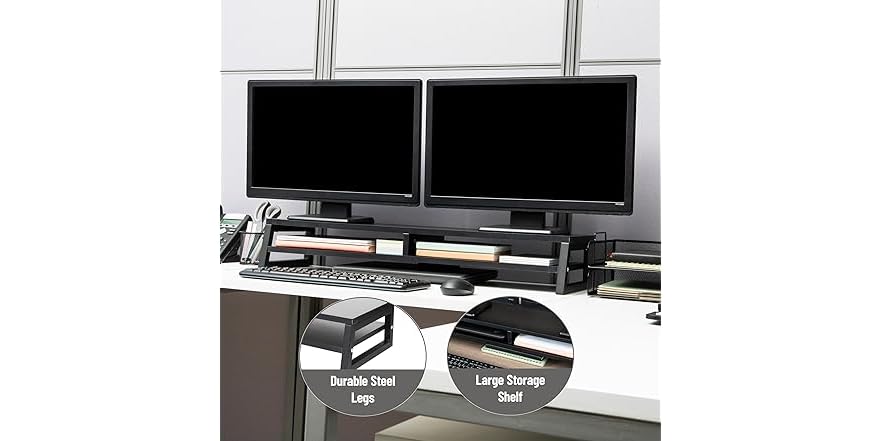 Mind Reader 2-Tier MDF Double Monitor Stand