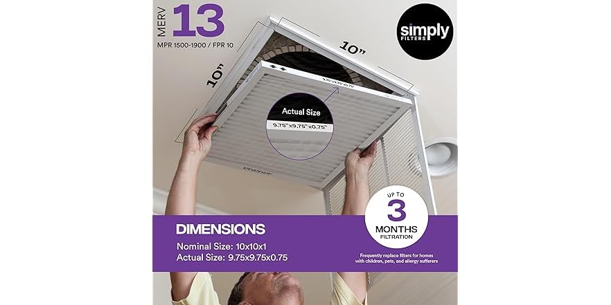 Simply Air Filter, Merv 13, MPR 1500, 12 Pack (Open Box)