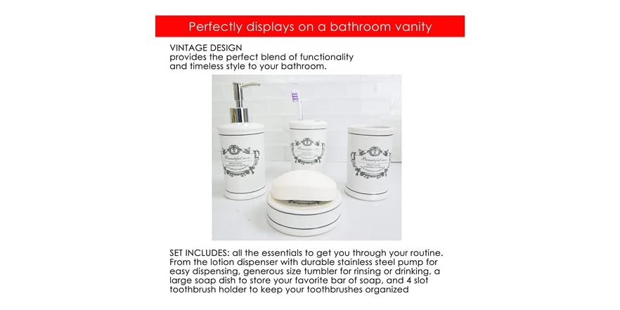 4PC Bathroom Set "Print"
