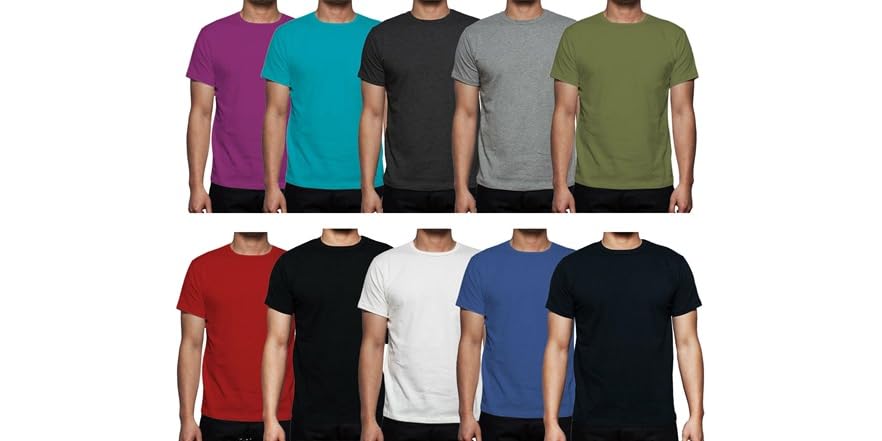 (5-Pack) Men's Basic Crew Neck Short Sleeve T-Shirts
