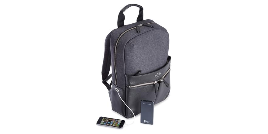 Royce Leather Backpack with Power Bank