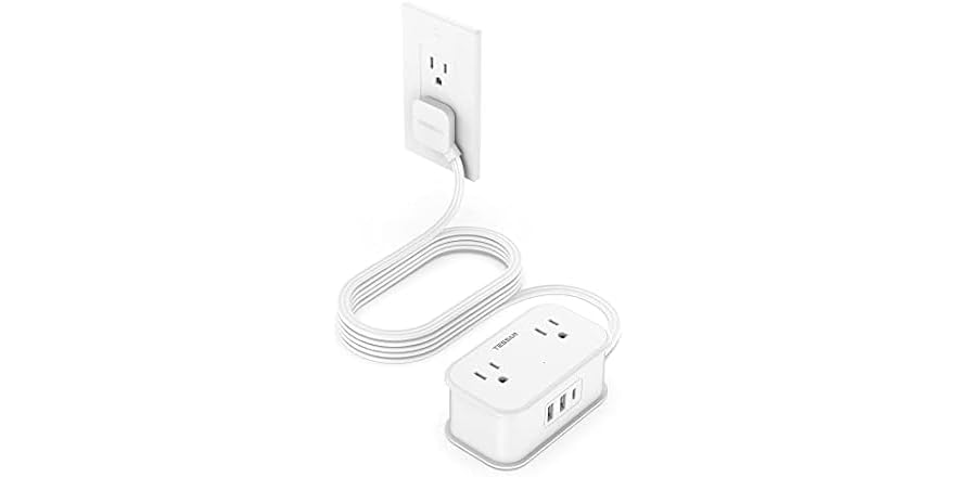 TESSAN 5.5ft Travel Power Strip (4 Outlets, 2 USB-A, 1 USB-C Port)