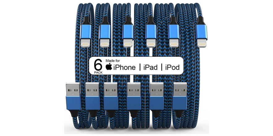 (6 Pack) MFi Certified Lightning Cables for Apple Devices