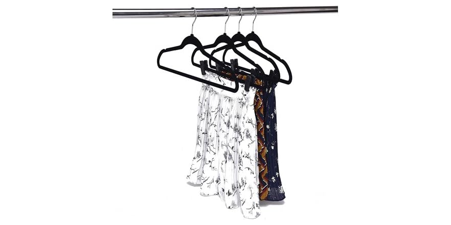 50 Pack Velvet Multi-use Hangers with 10 Clips