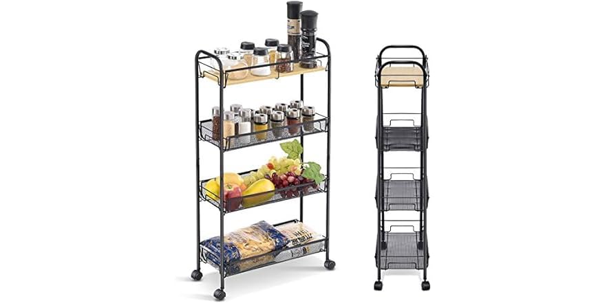 4-Tier Metal Rolling Utility Cart
