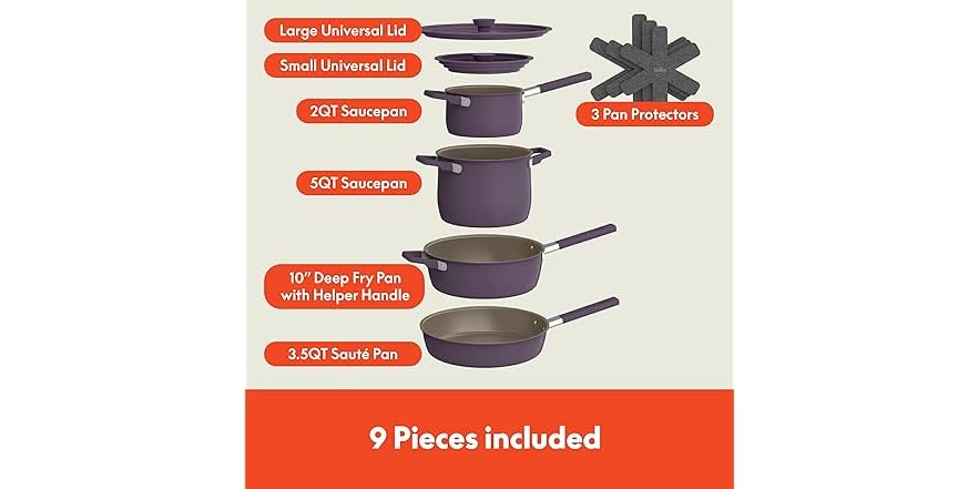 bella 9pc Cookware Set Plum