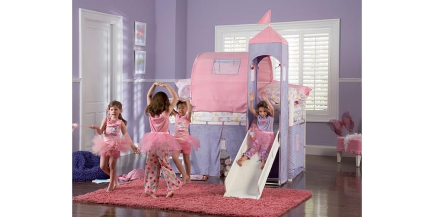 Princess Castle Loft Bed w/Tent & Slide