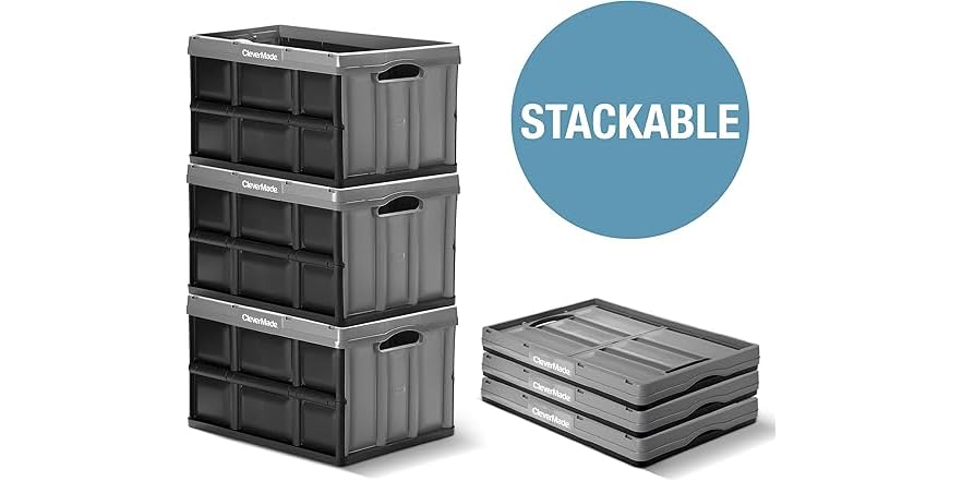3PK CleverMade Collapsible Storage Bin - 62L- Tan