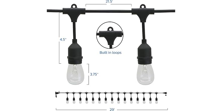 PHILIPS 29' String Lights w/ 15 Clear Incandescent Bulbs