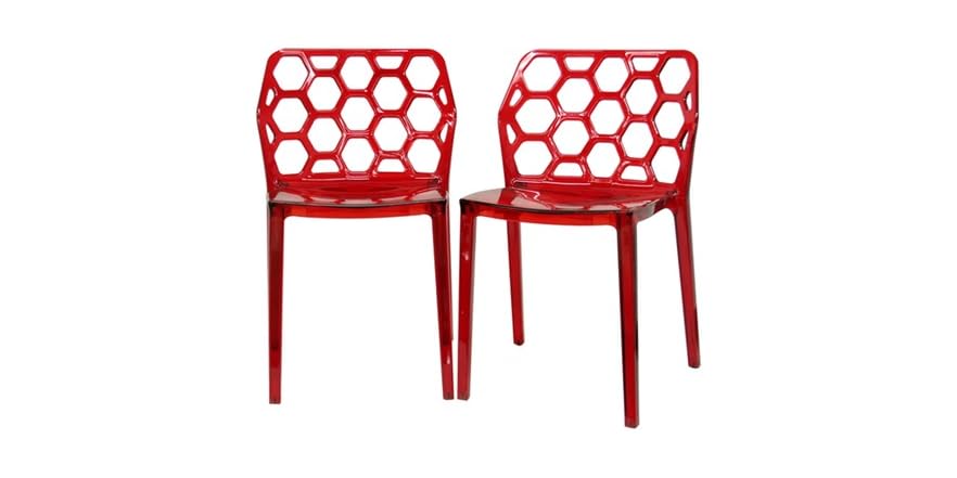 Honeycomb Dining Chairs Set of 2 - Red
