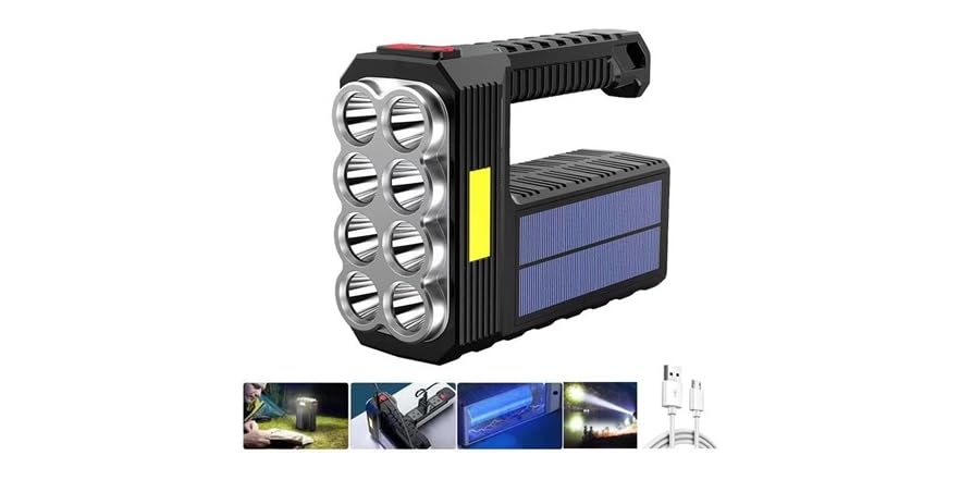 3P 8 LED Solar Rechargeable Flashlight