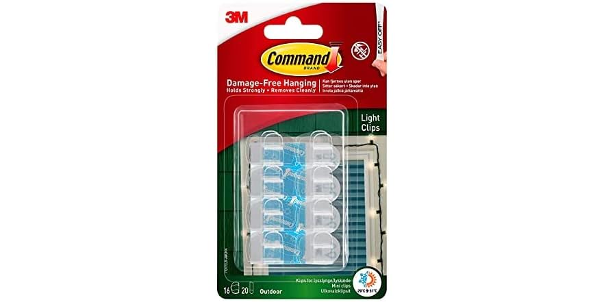 Command Outdoor Light Clips, 16 clips, 20 strips