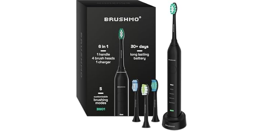 Brushmo Electric Toothbrush w/4 Brush Heads