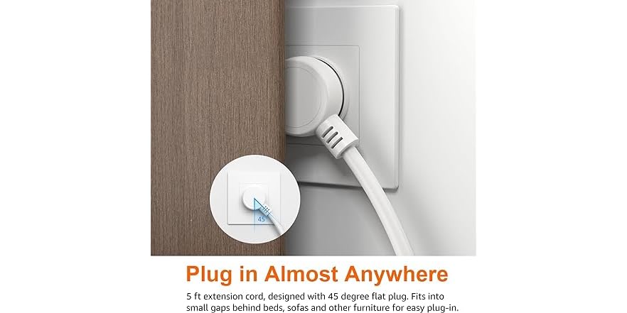 AmazonBasics 5FT 3 Outlet 3 USB Port Power Strip Extension Cord