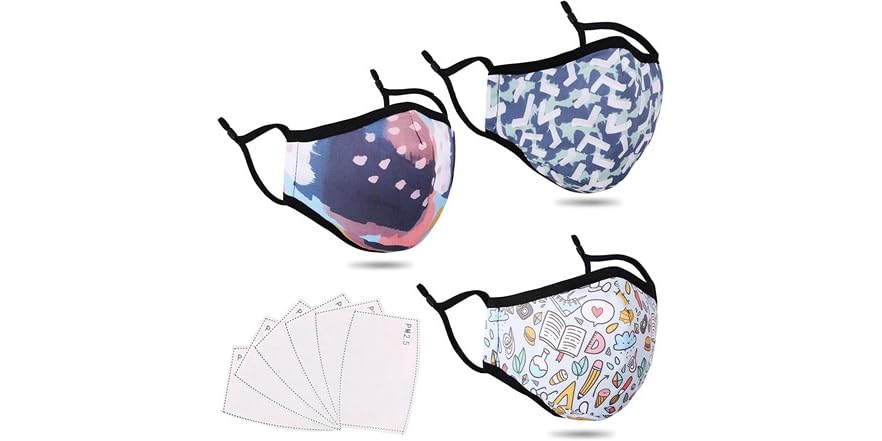 Adjustable Face Masks with Filters (3-Pack)