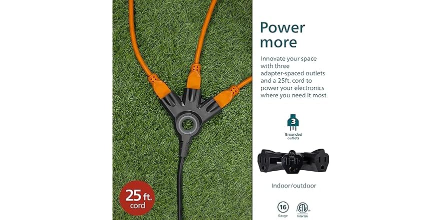 Philips EZGrip Outdoor Extension Cord with Multiple Outlets