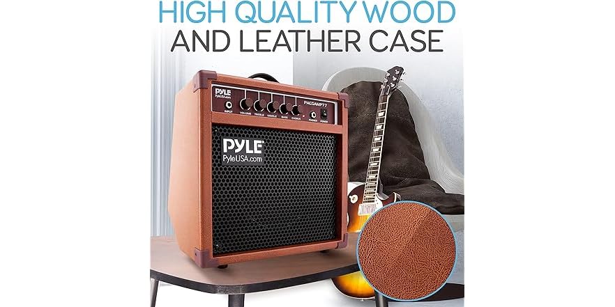(NEW) Pyle 15- Watt Acoustic Portable Electric Guitar Mini Amplifier