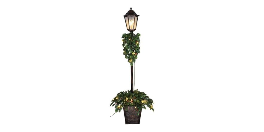5' Holly Lamp Post with 50 LED Lights