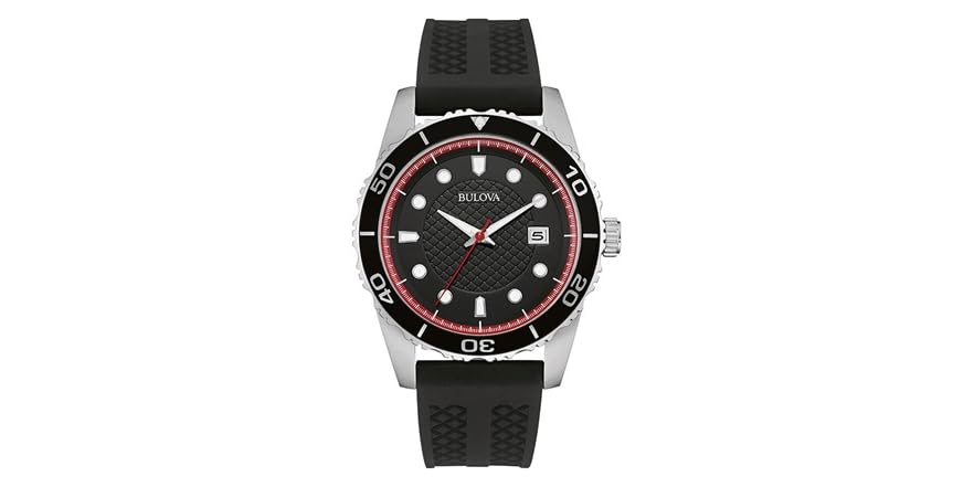 Bulova 98B260 Mens Sport Black Silicone Strap Watch