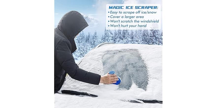 Magical Ice Scrapers for Car Windshield - 2 Pack