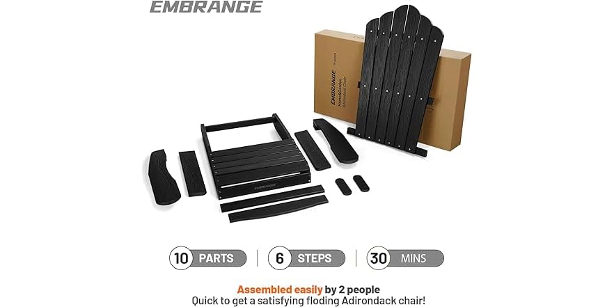 EMBERRANGE Folding Adirondack Chair Black