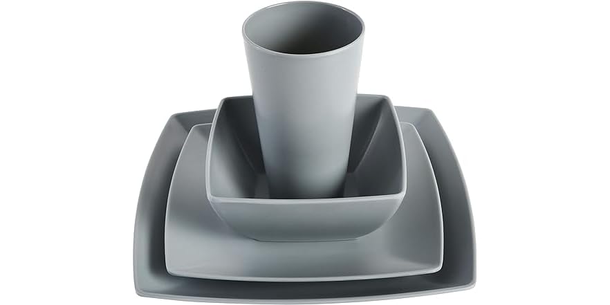 Square Melamine 16-Pc Dinnerware Set