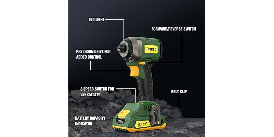 TECCPO 20V Brushless Cordless Impact Driver Kit