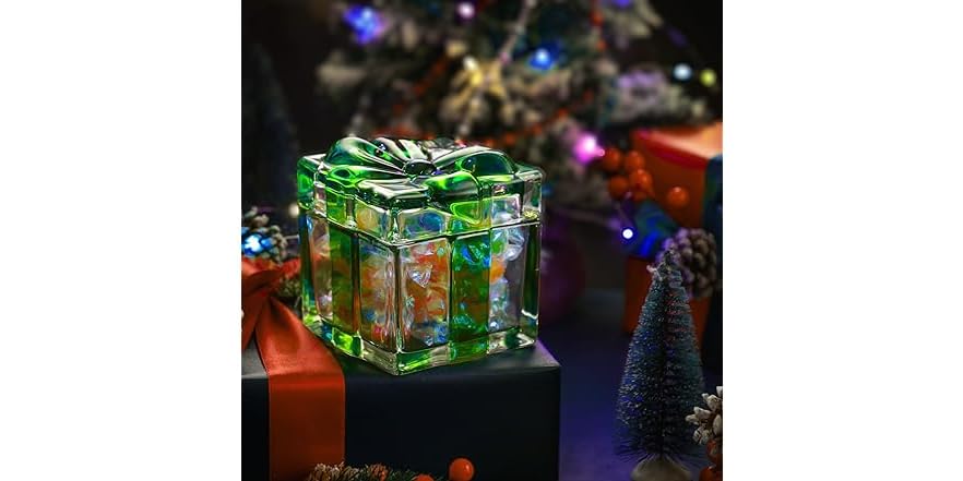 2Pc Ribboned Glass Cube Jar With Lid