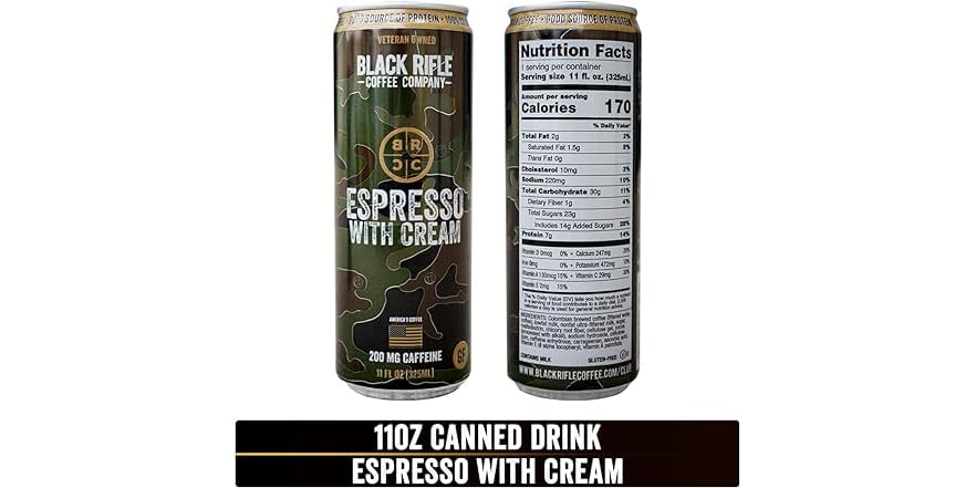 (24 Pack) Black Rifle Coffee Company RTD Espresso with Cream, 11 Fl Oz