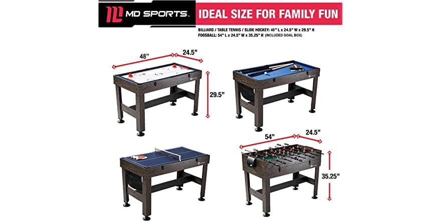 MD Sports 4-in-1 Combination Game Set