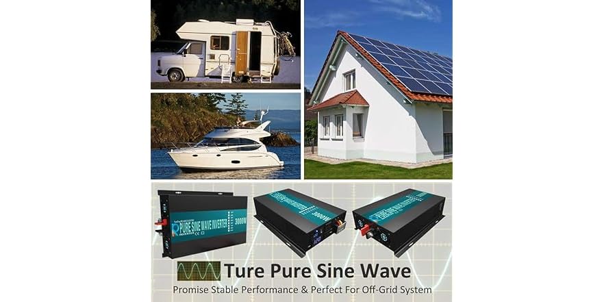 WZRELB 3000W 12V 110~120V Pure Sine Wave Solar Power Inverter