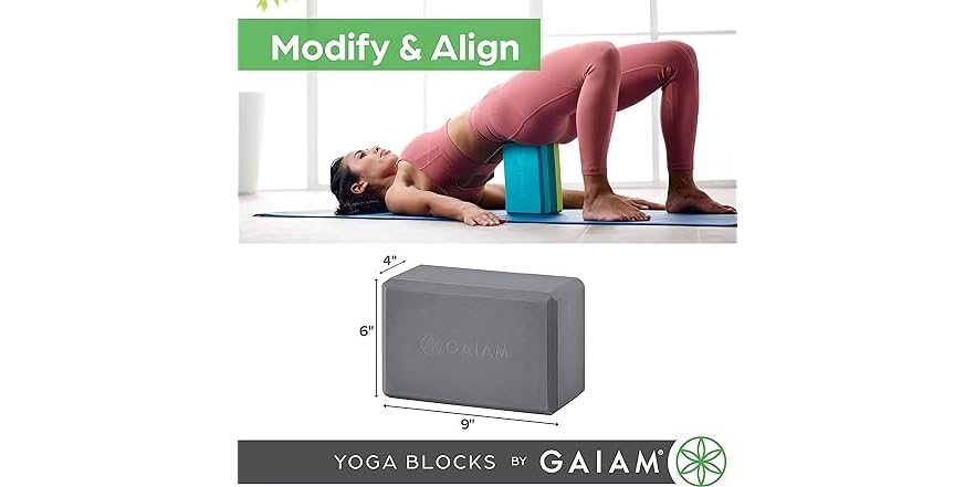 Gaiam Yoga Block (2 Pack) Latex-Free Foam