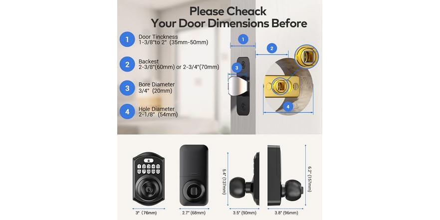 Kaadas KS03 Knob Lock with Keypad and Key