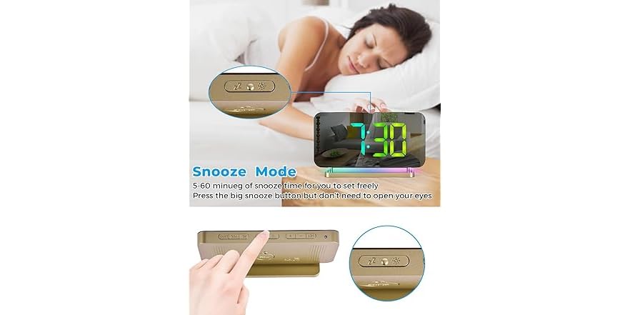 RGB Mirror Digital Alarm Desk Clock