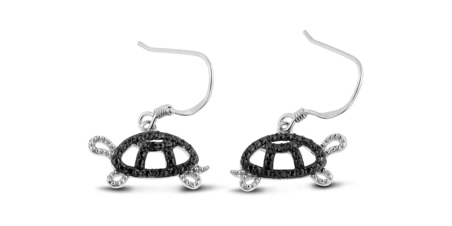 Black Diamond Turtle Earrings