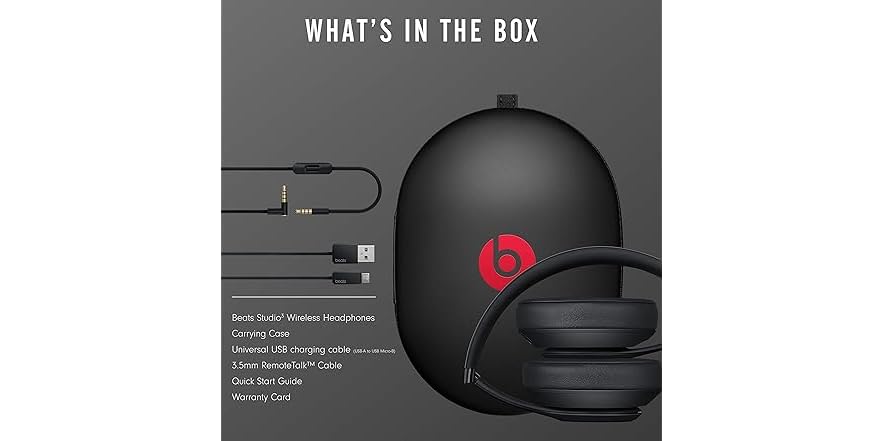 APPLE MX3X2LL/A Beats Studio 3 Wireless Headphones Black Ma (Open Box)