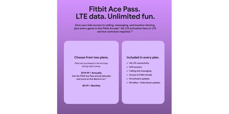 (NEW) Fitbit Google Ace LTE - Kids Smartwatch