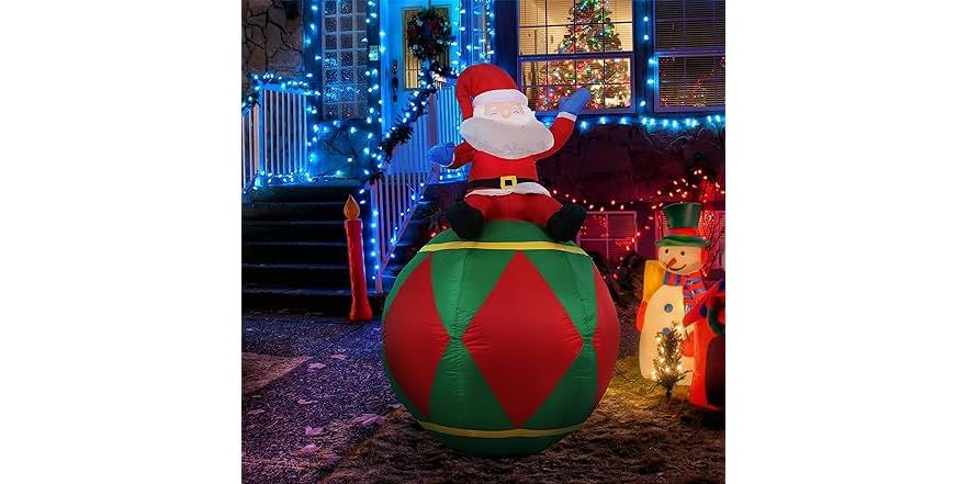 Inflatable Santa Sitting on Ball