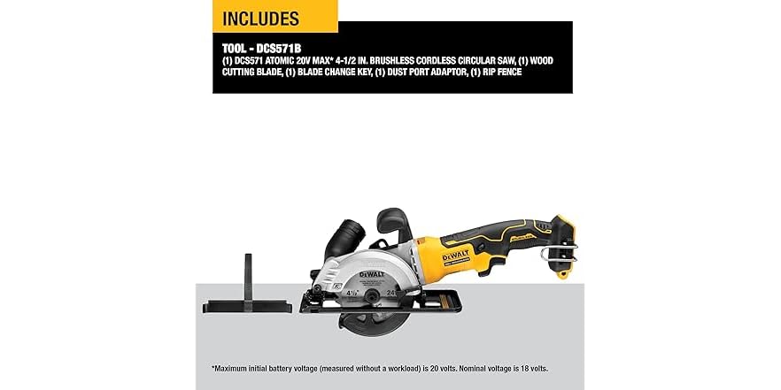 DEWALT DCS571B ATOMIC 20V MAX* 4.5in Circular Saw