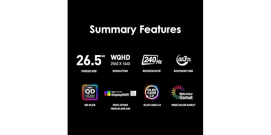 MSI 27" QHD OLED Monitor | MAG 273QP QD-OLED X24