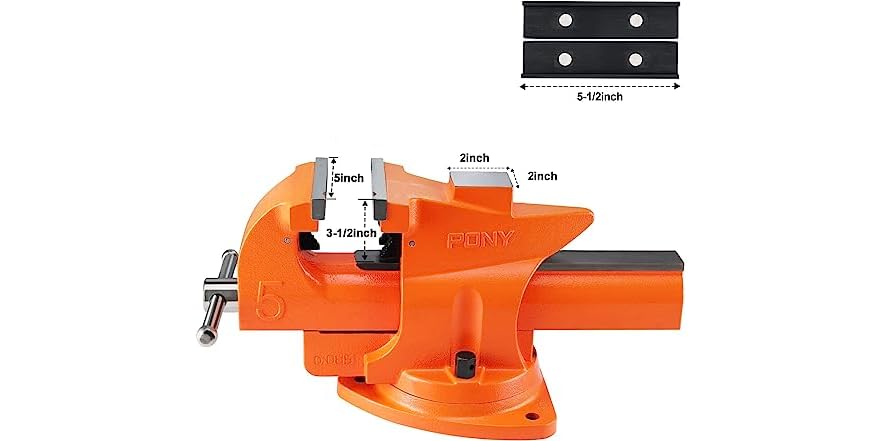 PONY Heavy Duty Bench Vise, 5" Jaw Width