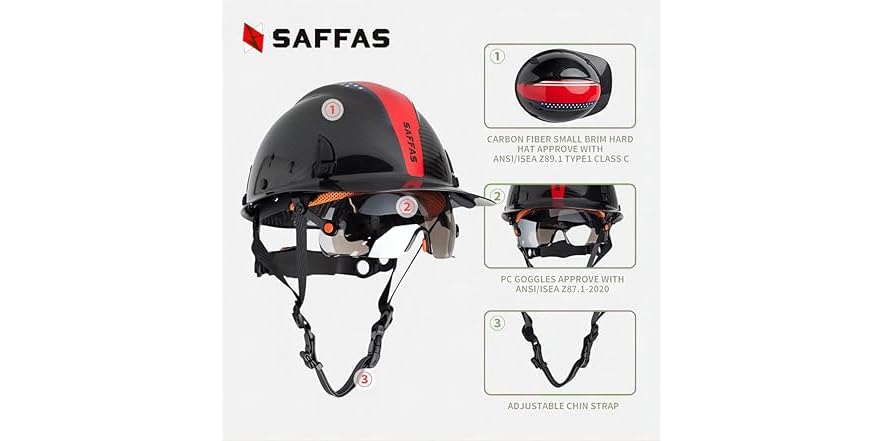 SAFFAS Carbon Fiber Hard HAT with Brim