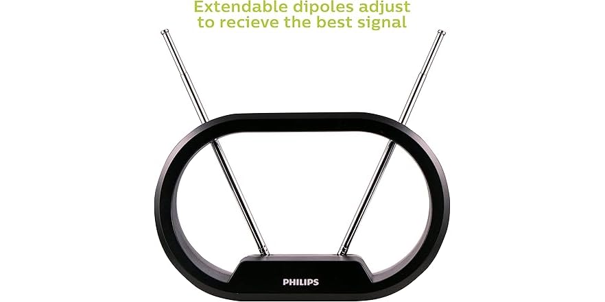 Philips Indoor TV Antenna Rabbit Ears for Local Channels