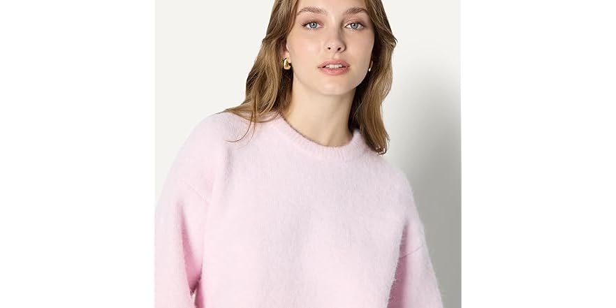 Women's Oversized Faux Mohair Crewneck Sweater