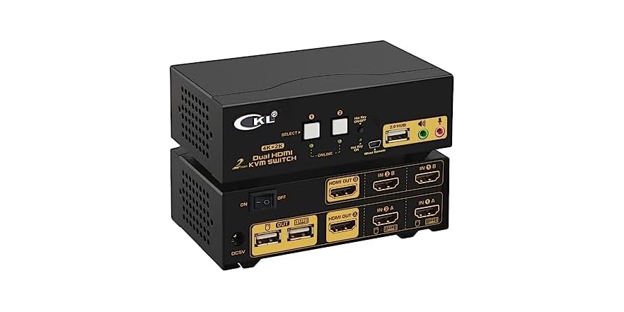 CKL HDMI KVM 2 Port 4K 30Hz Dual Monitor